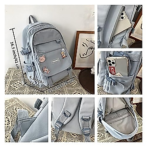 FORJMMP Aesthetic Backpack with Cute Pins, Anti-theft Casual Daypack for Women (White)