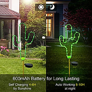 Outdoor Solar Garden Lights, 2 Pack Solar Cactus Walkway Lamp Solar Pathway Light Waterproof Yard Lights Decorative Sparkles Stake Landscape Light for Garden Pathway Lawn Patio Decor