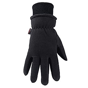 OZERO Winter Gloves Deerskin Leather Thermal Ski Glove Insulated Fleece for Snow Skiing Driving Cycling Hiking Runing Hand Warmer in Cold Weather for Men and Women Large Black