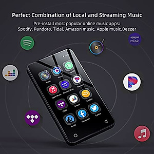 MP3 Player with Bluetooth and WiFi, 4" Full Touch Screen MP4 MP3 Player with Spotify, Android Streaming Music Player with Pandora, Portable HiFi Sound Walkman Digital Audio Player with Speaker (Black)