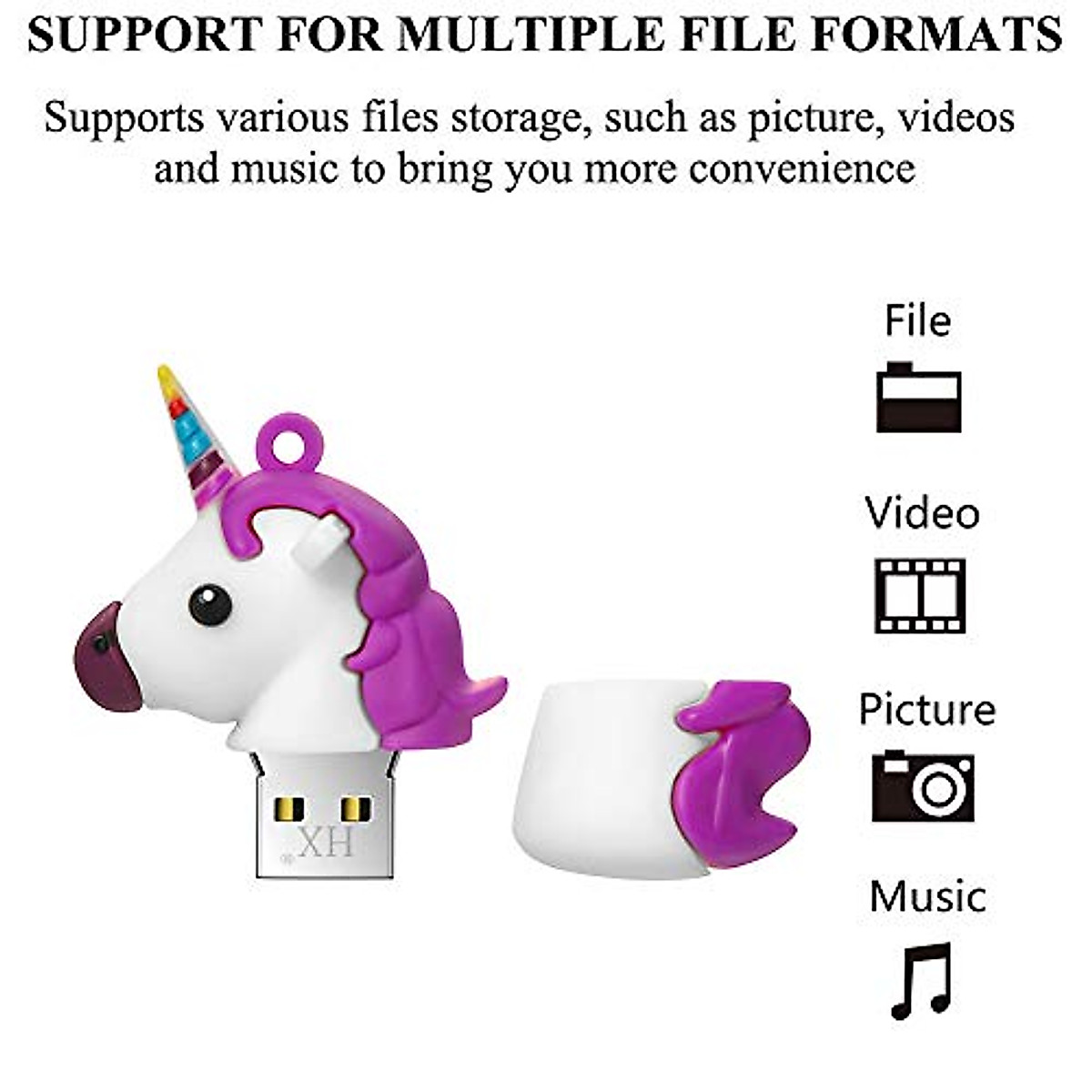 USB Flash Drive, 8GB / 16GB / 32GB / 64GB Cute Silicone USB 2.0 USB Memory Stick Data Storage Pendrive Thumb Drives (32GB, Purple Unicorn)