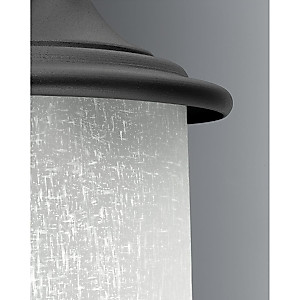 Progress Lighting Essential Collection 1-Light White Linen Glass Craftsman Outdoor Small Wall Lantern Light Textured Black , 6"