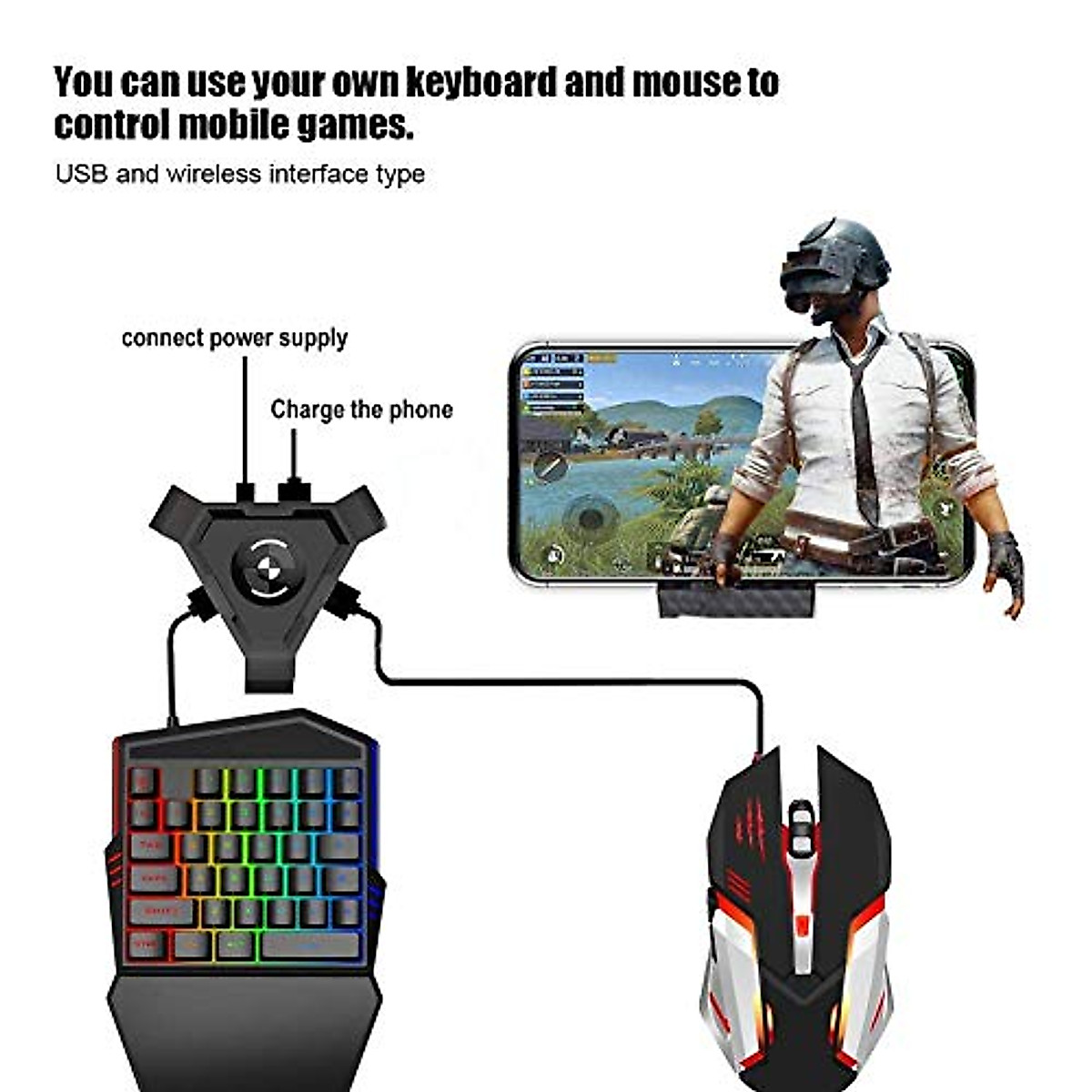 Game Controller Keyboard Mouse Adapter for PUBG Game Console Accessories with PC Gaming Experience for Android/iOS by XHLY
