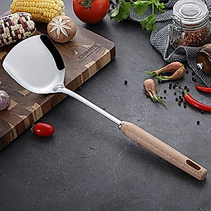 6 Pcs Stainless Steel Kitchen Utensil Wood Handle Cooking Tools Set Ladle Spoon for Restaurant Kitchenware Set