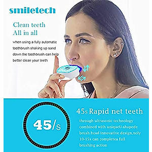 Smiletech Automatic Toothbrush,Sonic Toothbrush, with LED Blue Light 360° U-Shaped Full-Mouth Toothbrush Design, IPX7 Waterproof (White)