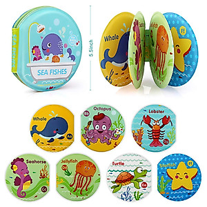 Baby Bath Toys, Nontoxic Bath Books for Babies Bath Time, Bathtub Toys for Toddlers 6 to 12 18 Months, Soft Educational Bath Toys for 1-3 Year Old Girls Boys(Pack of 3)