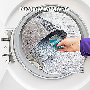 OMERAI Washable Rug 5'x7' Area Rugs for Living Room Abstract Rug Machine Washable Rug with Non Slip Rug for Bedroom Grey Rug Carpet Dining Home Decor Office Area Rug (Gray)