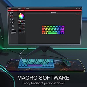 BOYI 60% Cherry MX Switch Green Mini Mechanical Keyboard, 61 Key Mini RGB PBT Keycap Type-C Wired NKRO Programmable Mechanical Gaming Keyboard(Cherry MX Brown Swtich)