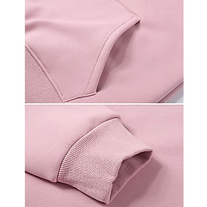 Haellun Womens Casual Winter Warm Fleece Sherpa Lined Pullover Hooded Sweatshirt (Pink, Medium)