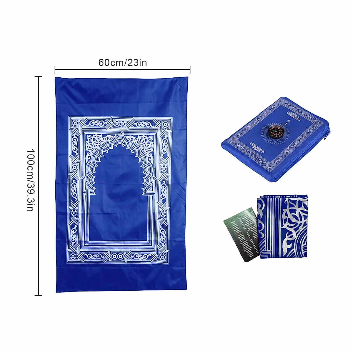Abiyou 1 Piece Prayer Mat, Musilm Prayer Mat, Polyester Prayer Rug, Portable Travel Prayer Mat, Travel Prayer Rug with Compass, for Muslim Prayer, Ramadan(Blue, 60CMx100CM)