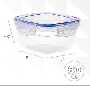 Superio Airtight Food Storage Containers with Leakproof Lids (4 Pack)- 10 Cup, 80 Oz- BPA Free Sealed Containers- Microwave, Dishwasher and Freezer Safe (2.5 Quart)