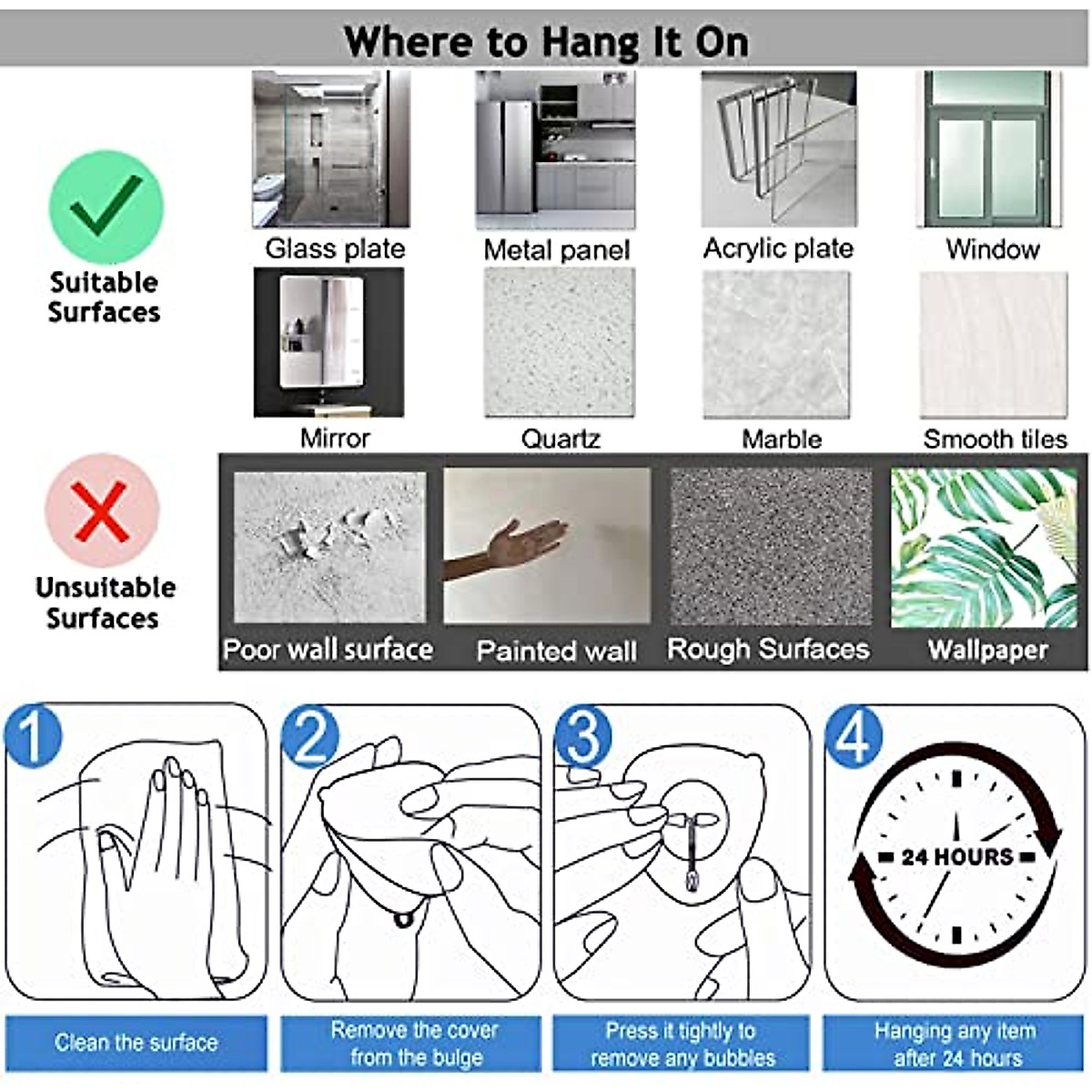 DSSPORT 20Pack Triangular Self Adhesive Hooks, Wall Hooks for Hanging Heavy Duty Self Stick Hooks Kitchen Bathroom Window Ceiling Waterproof and Oilproof Reusable Seamless Hooks