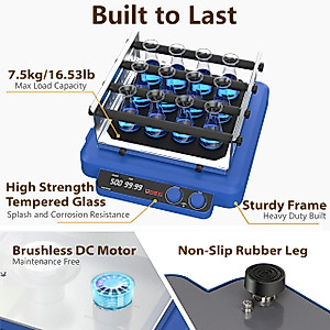 4E's USA Orbital and Linear Shaker - Adjustable Speed 20-500 RPM Orbital Shaker, 7.5 kg Loading Capacity Laboratory Shaker Mixer with Both Orbital Linear Shaking Mode, Continuous and Timed Operations