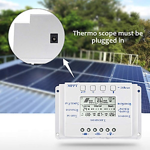 iSunergy Solar Charge Controller 30A Intelligent Solar Panel Battery Voltage Charge Regulator 12V/24V Auto Work with LCD Display for Off Grid Battery Charging