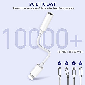 [Apple MFi Certified]3 Pack iPhone Headphone Adapter,Lightning to 3.5 mm Headphone/Earphones Dongle Jack Adapter Audio Aux Cable Converter Compatible with iPhone14 13 12 11 XS XR X 8 7 Support All iOS