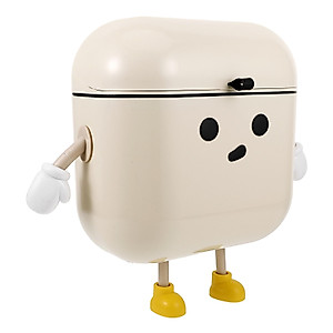 ABOOFAN Hanging Trash Can with Lid, 9L Cute Kitchen Garbage Bin Holder Food Waste Container Wall Mounted Plastic Garbage Can Compost Bin for Kitchen Cabinet Door or Under Sink