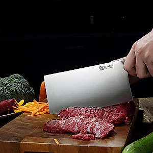 PAUDIN Cleaver Knife - 7 inch Meat Cleaver, High Carbon German Steel Heavy Duty Chinese Chef Knife with G10 Handle, Full Tang Butcher Knife