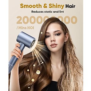 High Speed Hair Dryer with Ionic，110,000 RPM，3 Temper，LED Display，Auto Presets，No Heat Damage，50 DB Low Noise for Children，Home，Travel