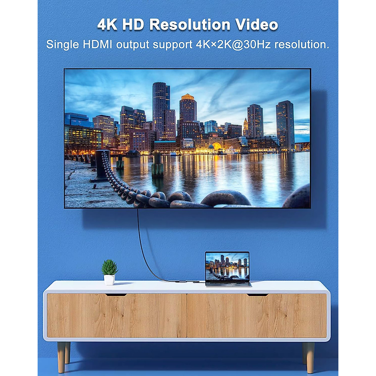 Dnkeaur HDMI Adapter for Dual Monitors,USB C to Dual HDMI Adapter 4K,Type C to HDMI Dual Monitor,USB C Splitter 2 Monitors Extended Display,HDMI Monitors Docking Station for Laptop (Only for Windows)