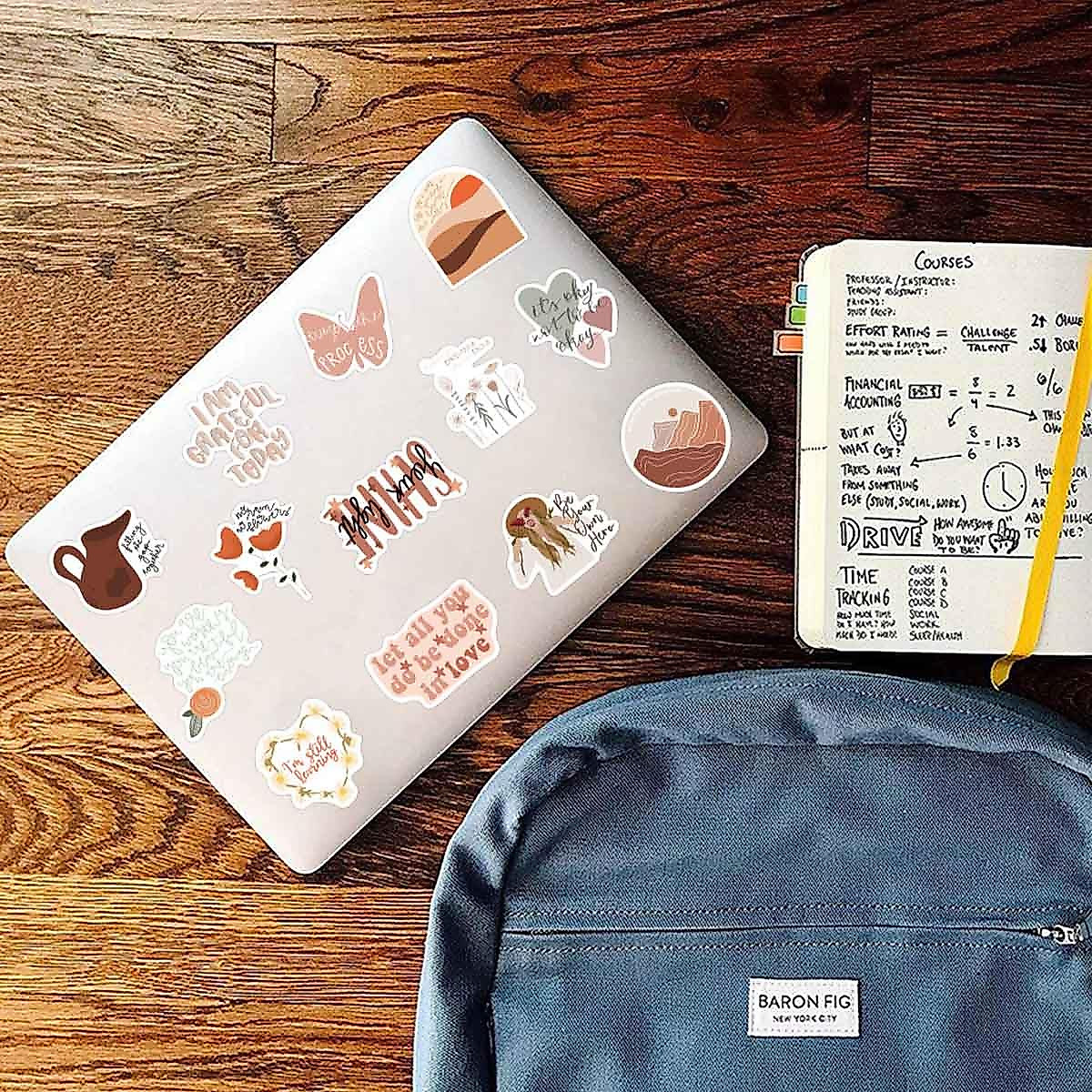 Vintage Inspirational Stickers 50Pcs, Boho Motivational Aesthetic Stickers for Women Adults Kids Teen Teachers, Retro Vinyl Waterproof Positive Decals for Laptop Water Bottles Phone Scrapbook Journal