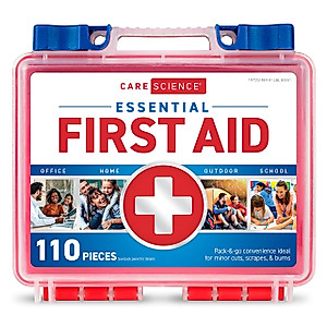 Care Science First Aid Kit, 110 Pieces | Professional Use for Travel, Work, School, Home, Car, Survival, Camping, Hiking, and More