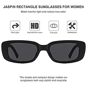 JASPIN Rectangle Sunglasses for Women Men Trendy Y2k Retro 90s Sun Glasses UV400 Protection Cool Square Frame