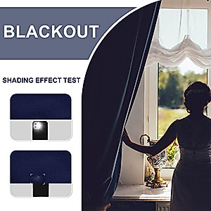 JIUZHEN Blackout Curtains for Bedroom - Thermal Insulated Room Darkening Noise Reducing, 42 x 63 Inch Length Curtains for Living Room, Set of 2 Panels with Tiebacks, Navy Blue