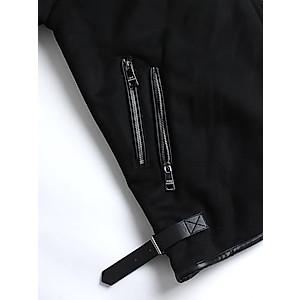 Steve Madden Women's Winter Coat - Faux Leather Moto Biker Jacket - Faux Shearling Lined Heavyweight Jacket for Women, S-XL, Size Medium, Black