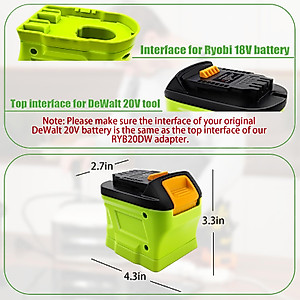 for Ryobi for Dewalt Battery Adapter Converter,Replacement for Dewalt 20V Battery,for Dewalt 20V Cordless Power Tool Adaptor,Work for DEWALT 20V MAX Cordless Drill/Impact Driver Cordless Tool