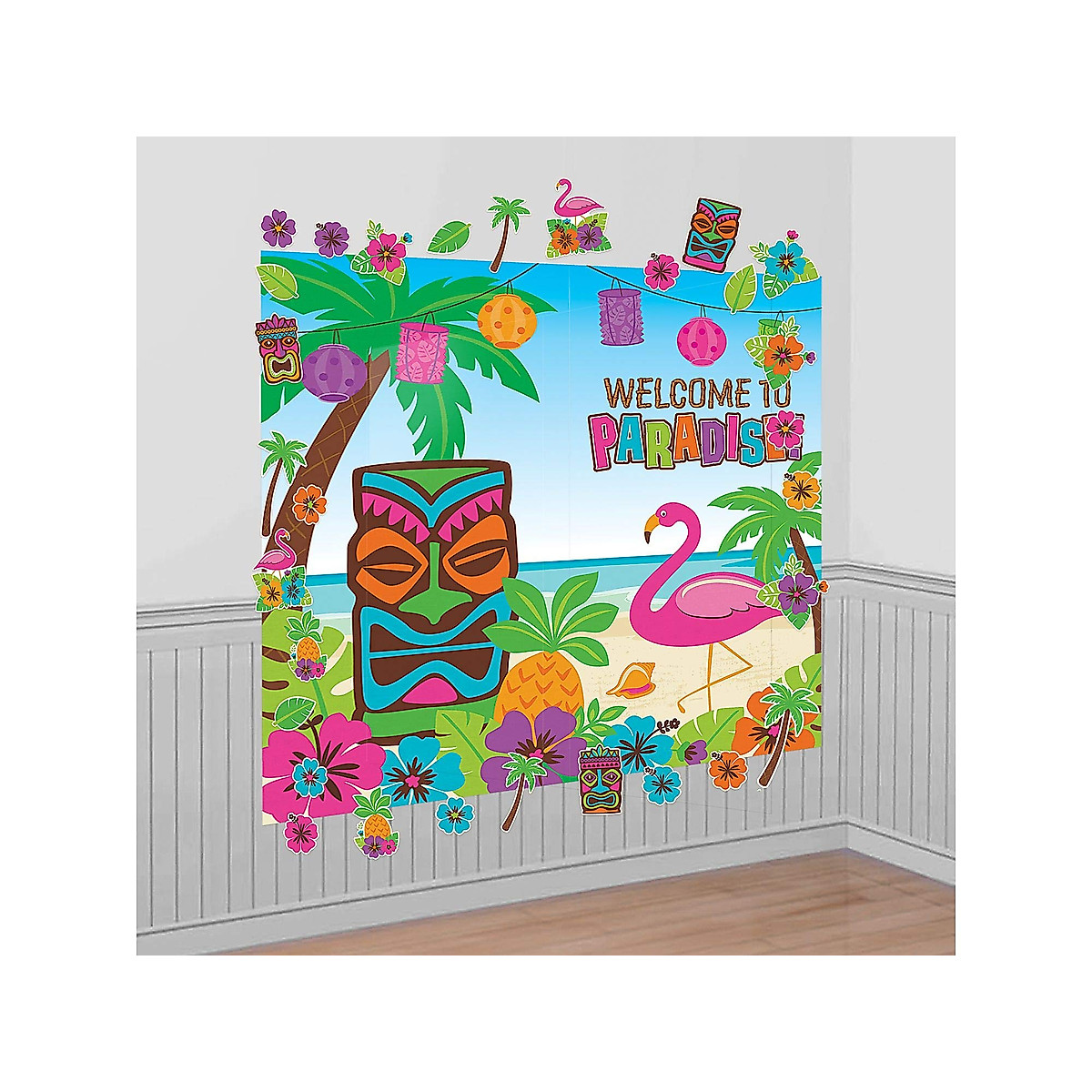 Amscan 32-Piece Luau Scene Setters Wall Decorating Kit, 1 Pack