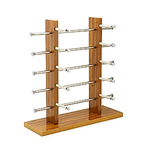 QWORK Wood Sunglass Glass Rack Frame, 5 Layers Glasses Showcase, Sunglasses Display Stand Holder, Detachable