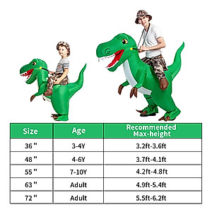 GOOSH Inflatable Dinosaur Costume for Kids Halloween Costumes Boys Girls 55IN Funny Blow up Costume for Halloween Party Cosplay