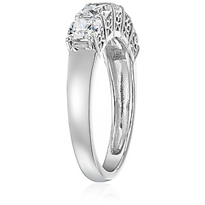 Amazon Essentials Platinum or Gold Plated Sterling Silver Cushion-Cut 5-Stone Ring made with Infinite Elements Cubic Zirconia, Size 7, (previously Amazon Collection)