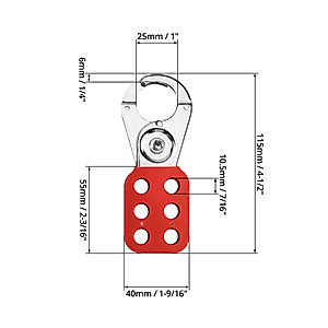 QWORK Lock Out Tag Out Hasp, 6 Pack Tamper-Proof Stainless Steel Padlock Hasp with Extended Jaw, Red