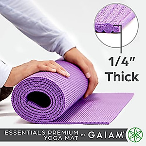 Gaiam Essentials Premium Yoga Mat with Carrier Sling, Black, 72 InchL x 24 InchW x 1/4 Inch Thick