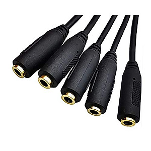 Traodin 3.5mm Splitter Cable, 1/8" TRS 3Pole 1 Male to 5 Female Audio Stereo Splitter Extension Cable 1 Input 5 Output for Headset 3.5mm Audio Headphone Cord(1Pcs) (3.5mm TRS 1M/5F)