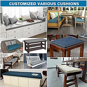 JBlWSGT Custom Bench Cushion, Chair Cushions, Indoor Outdoor Cushion, Personalized Cushion, Optional Waterproof, Optional Addition Piping and Non-Slip Bottom and Straps and Velcro