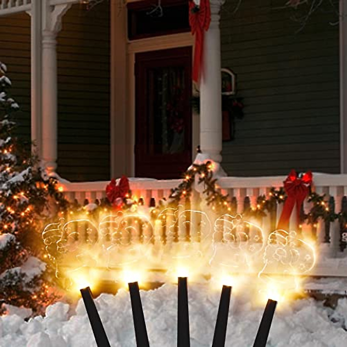 signmeili Solar Snowman Lights, Waterproof Solar Snowman Ground Plug Lights, Energy Saving and Easy to Install, Lamps for Home, Pathway, Garden Stakes