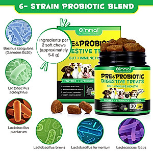 Probiotics for Dogs (Duck 30PCS), Probiotic Chews for Dogs with Digestive Enzymes, Dog Probiotics for Yeast, Itchy Skin, Anti Diarrhea, Gut Digestive Health, Allergy & Immune Support - for All Breeds