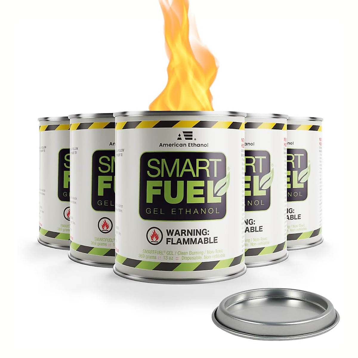 Smart Fuel Gel Ethanol - Ethanol Fuel Can, Spill-Resistant, High Purity for Indoor & Outdoor Uses, Ventless Fireplaces, Fire Pit, Stoves and Burners - Non-Hazardous, Planet Friendly, Ethanol - 13oz
