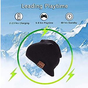 Happy-top Beanie Wireless Music Headphones Hat Compatible for iPhone Samsung Android (Light Grey)