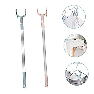 Alipis 2pcs Clothing Racks for Home Heavy Duty Hook Ceiling Hangers Clothesline Retractable Clothesline Outdoor Retractable Clothes Rods Adjustable Clothes Pole Extended Closet Pole Props