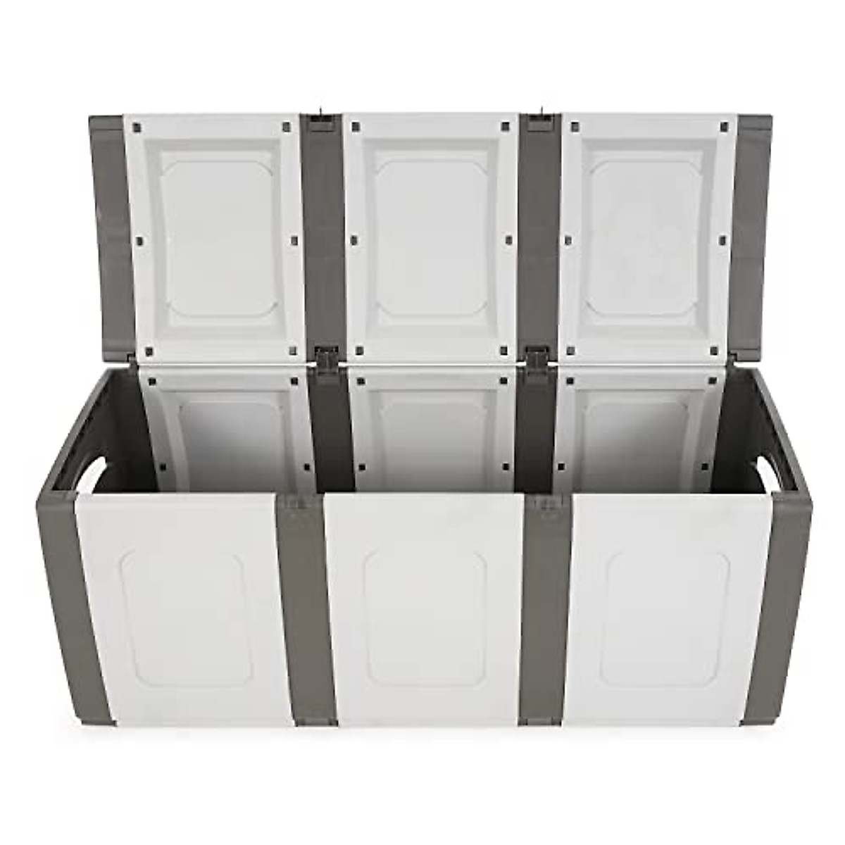 Homeplast Bold Indoor Outdoor Plastic Storage Trunk Resin Deck Box for Storing Pillows, Patio Cushions, and Firewood, 79 Gallon Capacity, Gray/Anthracite