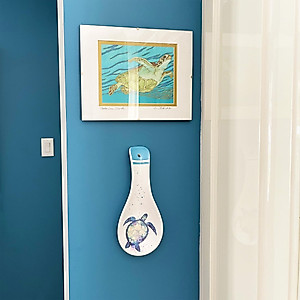 Large Spoon Holder - Sea Turtle Spoon Rest - Nautical, Ocean Beach Decor - Utensil Holder/Ceramic Spoon Holder for Kitchen - Great Kitchen Gift for Men, Women, Friends, or Birthdays