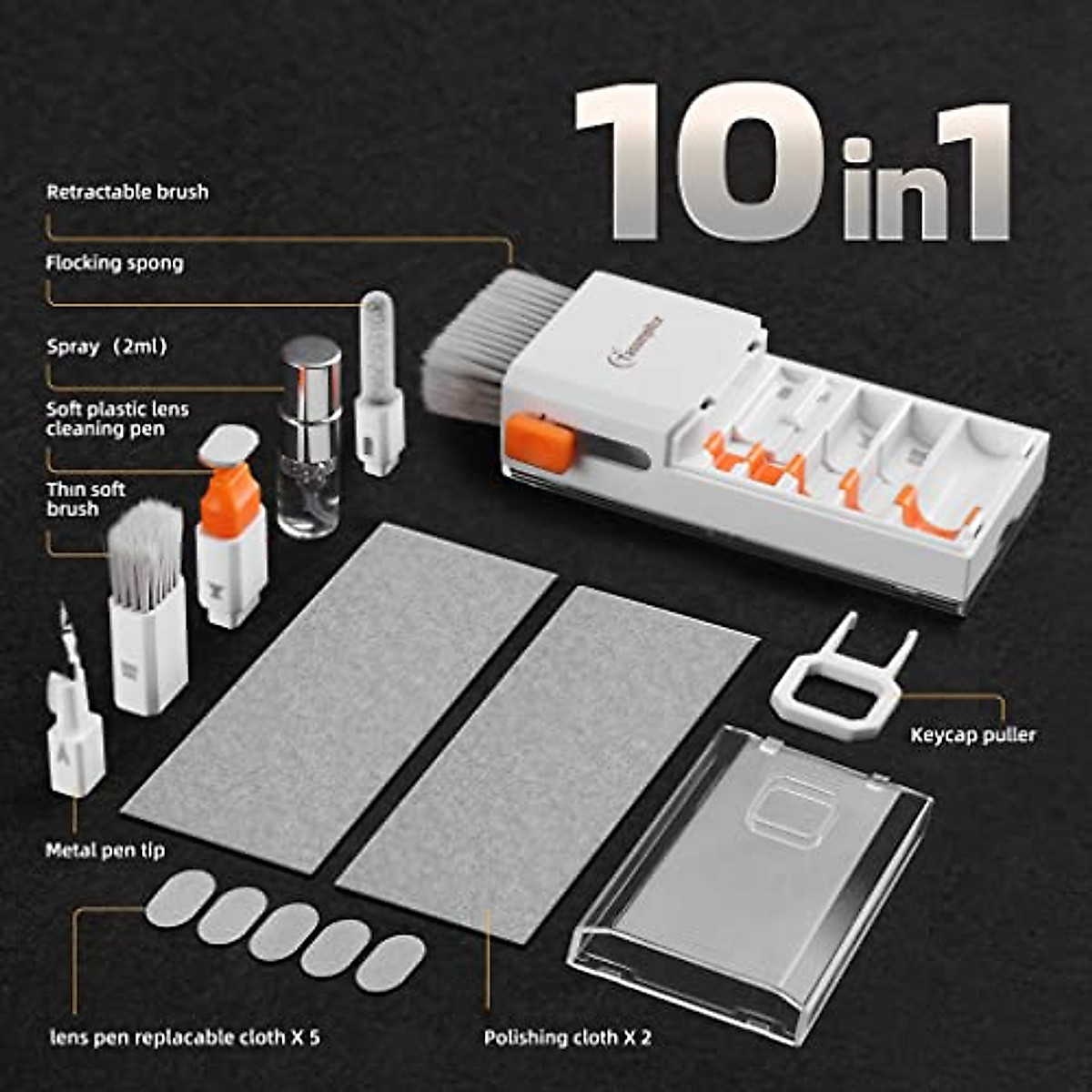 Laptop Screen Keyboard Cleaner Kit, Electronics Cleaning Tool for MacBook iPad iPhone Pro, Brush Tool for Tablet, Computer, PC Monitor,TV Camera Lens with 2ml Mist Spray New Compact with Patent