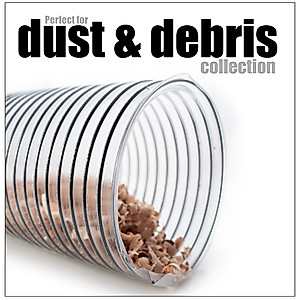 2-1/2 inch Diameter by 10 foot Long PVC Dust/Debris Collection Hose MADE IN THE USA with 2 each 2.5 inch Turnkey Stainless Steel Hose Clamps