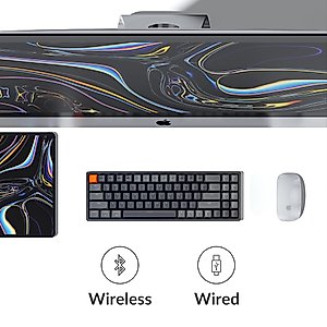Keychron K14 70% Layout 72 Keys Bluetooth Wireless/USB Wired Mechanical Keyboard for Mac with Gateron G Pro Brown Switch/Multitasking/RGB Backlight/Aluminum Frame Computer Keyboard for Windows Laptop
