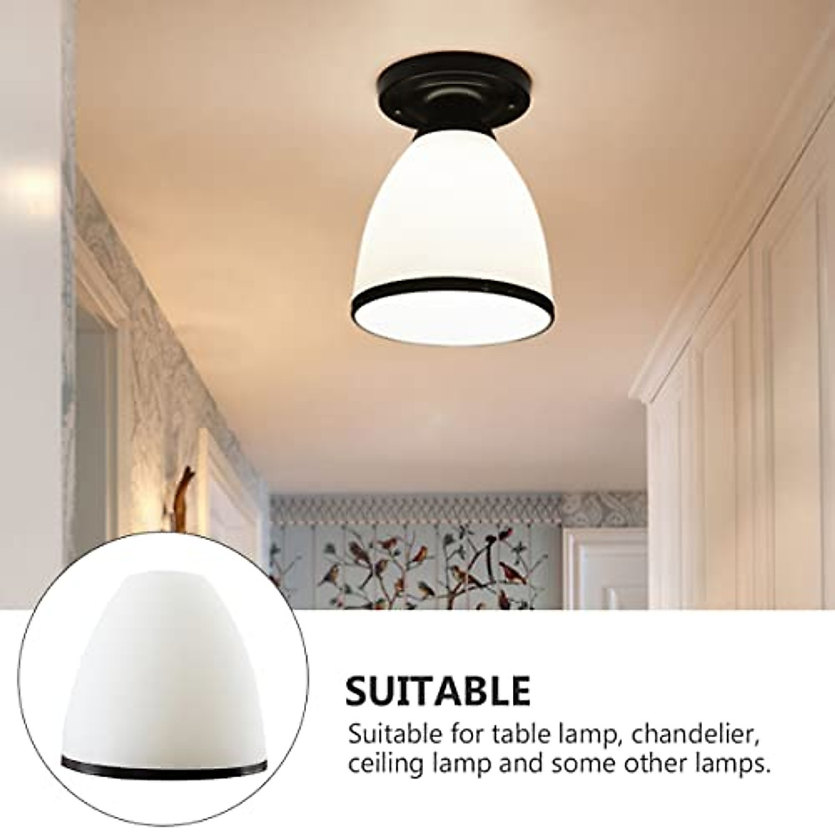 Veemoon Glass Pendant Light Glass Pendant Light Glass Shades Alabaster 2 pack glass lamp shades replacement glass shades glass light covers Glass Lamp Shade Clear Gesso Clear Gesso