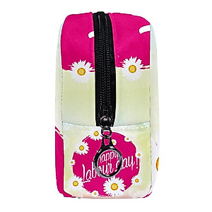 TBOUOBT Cosmetic Travel Bags, Makeup Case, Makeup Bag for Toiletries, Happy Labor Day Flowers