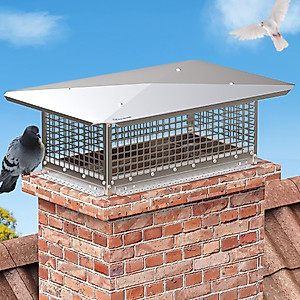 YITAHOME Chimney Cap, 13" x 24" Chimney Cover for Outside, 304 Stainless Steel Fireplace Chimney Caps with Adjustable Metal Strips, Screws & Gloves